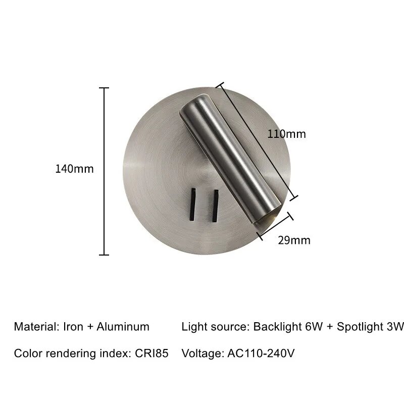 Настенный светильник IWP для чтения, песчаный никель, Тёплый белый (2700-3500 K), Sand Nickel