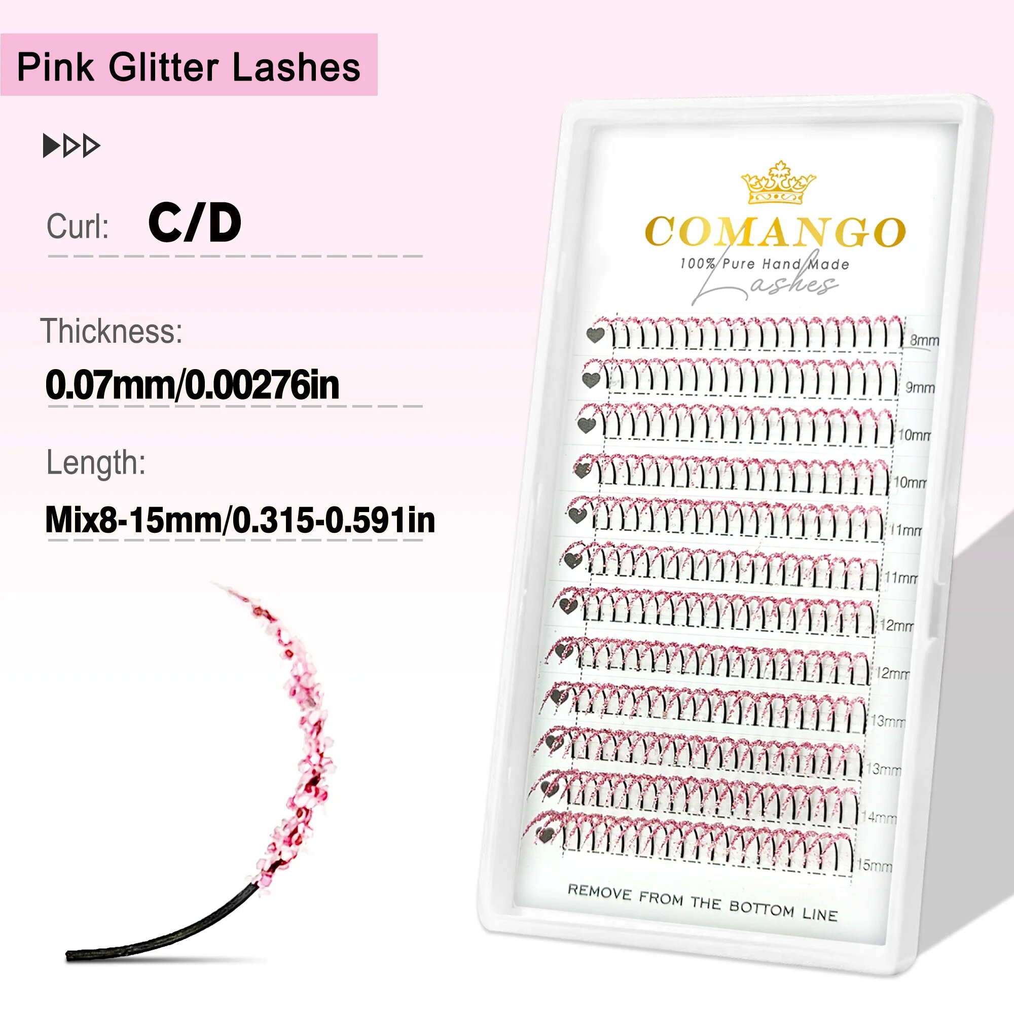 CoMango блестящие накладные ресницы 1 шт. D, Pink