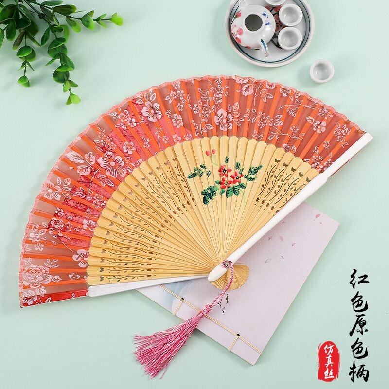 Традиционный китайский стиль веера, складной веер, ханьфу, женский чонсам, танцевальный, для детей и студентов, летний портативный маленький
