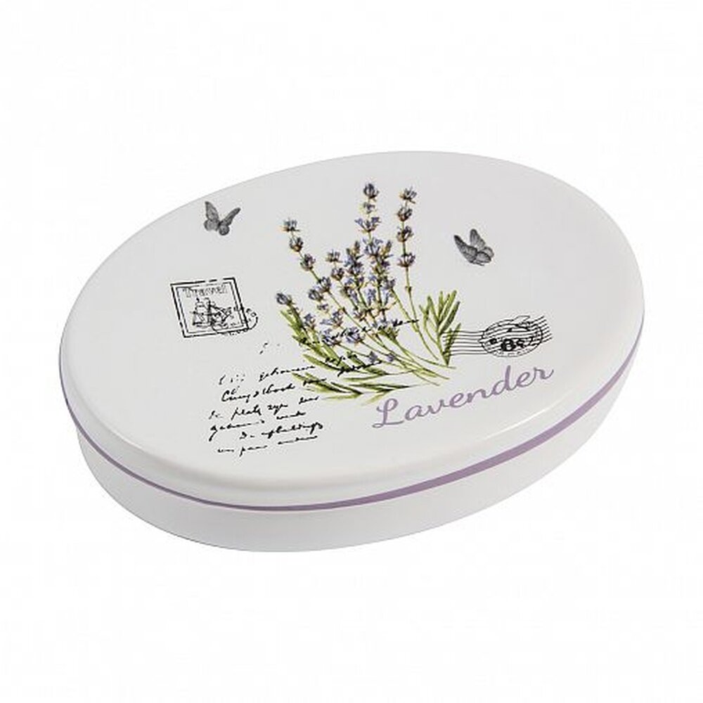 Мыльница Рыжий Кот Лаванда SD-LAV004396, керамическая, в форме решетки, белая