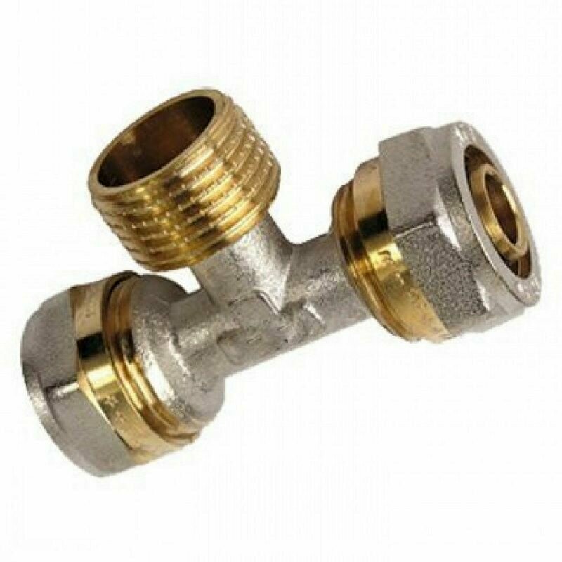 Тройник Frap, металлопластиковый, 26мм, 1", резьбовое соединение 26х1"х26 (ц/нар/ц)