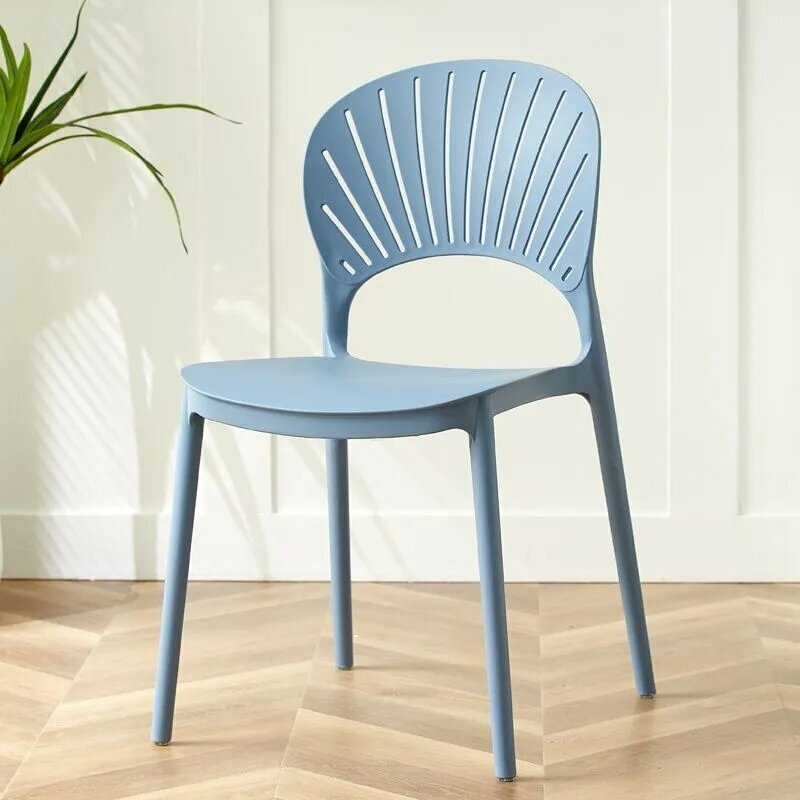Стул, высота сидения 45см, светло-синий, без подлокотников, прочный пластик