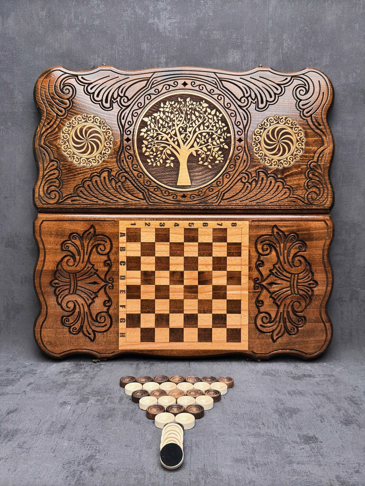 Нарды Резные "Древо Жизни-3", большие 60х60см