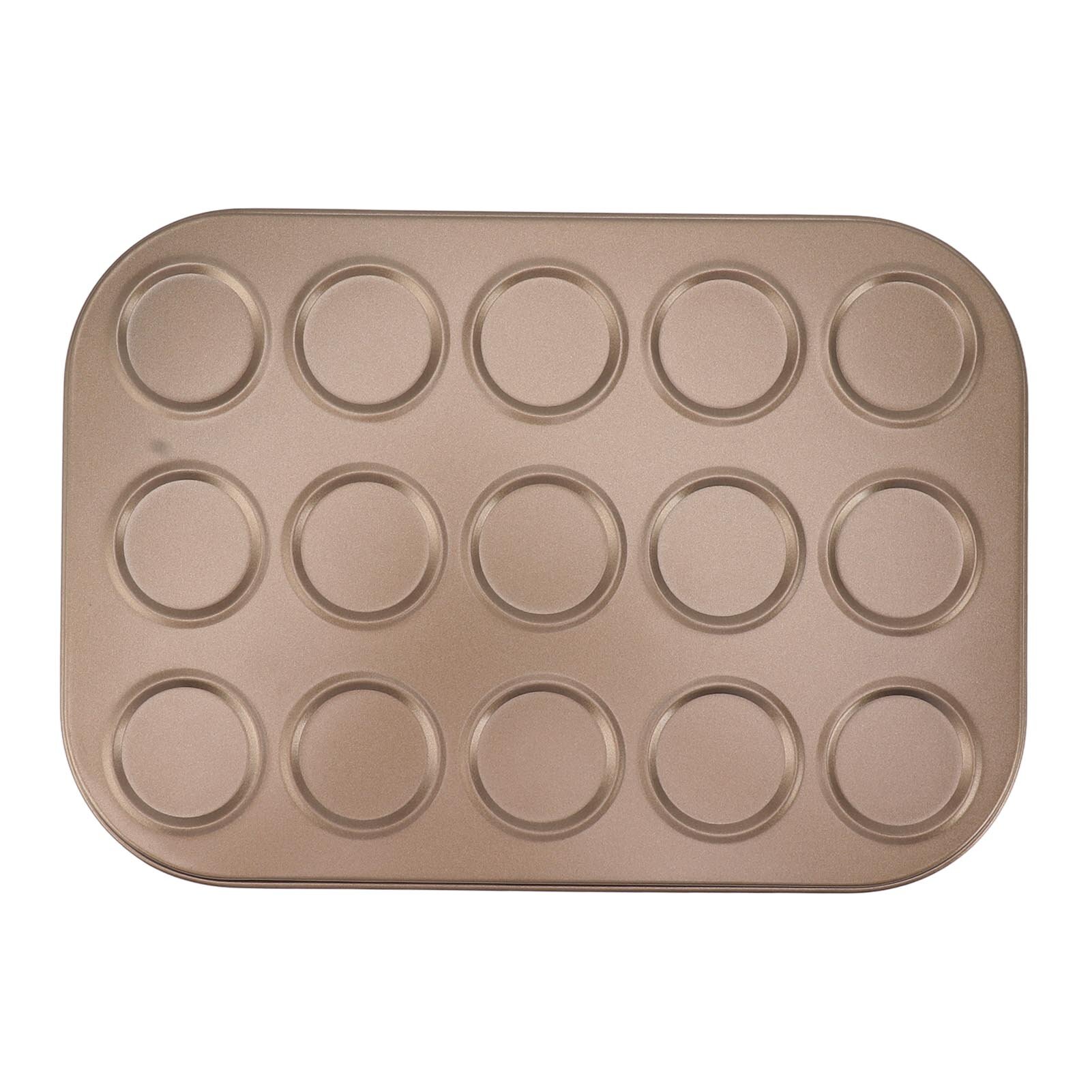 Золотая форма для кексов с 15 отверстиями, форма для выпечки макарун, противень для кексов из углеродистой стали, подходящий для выпечки в духовке, антипригарная форма для кексов
