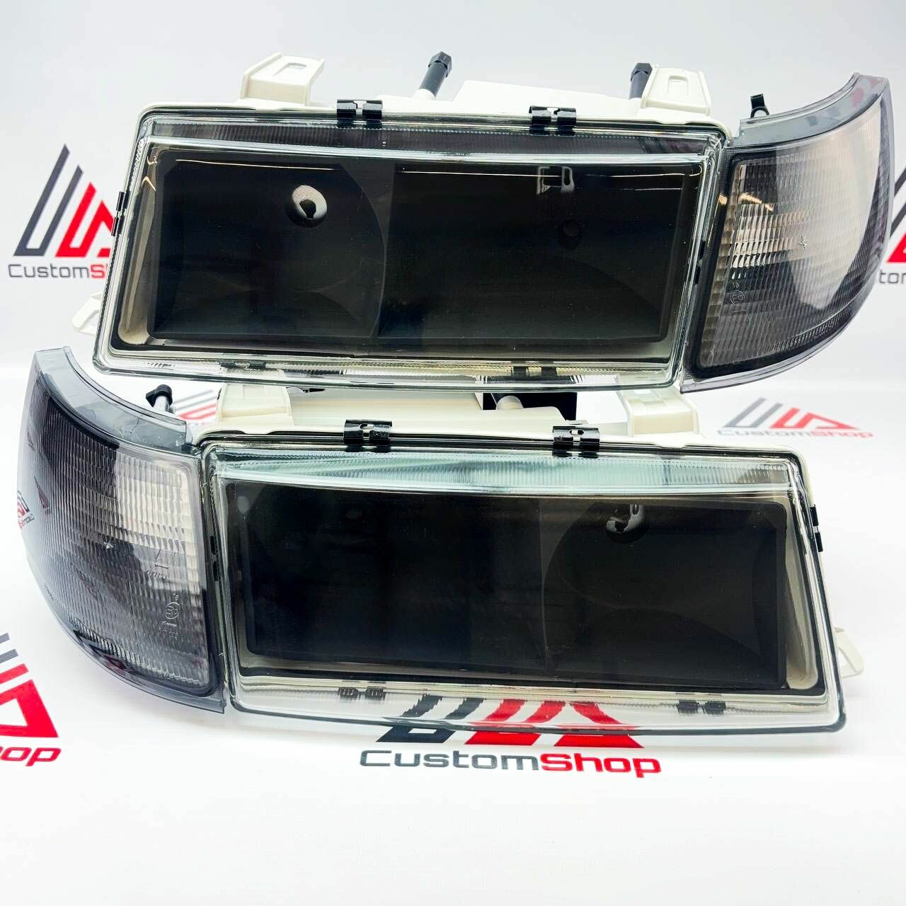 Фары передние ВАЗ 2110, 2111, 2112 Черная маска, Черный рефлектор, Гладкое стекло под Bosch