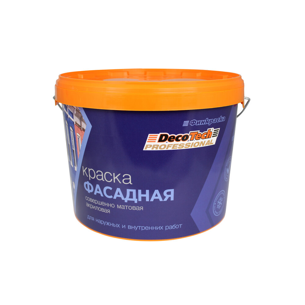 Краска DecoTech, водоэмульсионная, для фасадов, быстросохнущая, белая, 2.7 л