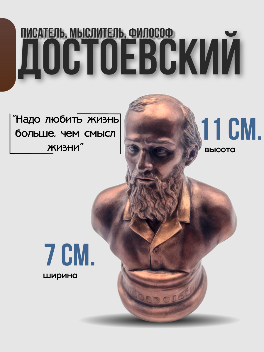 Бюст "Достоевский Ф. М" отечественного производства из высокопрочного гипса.