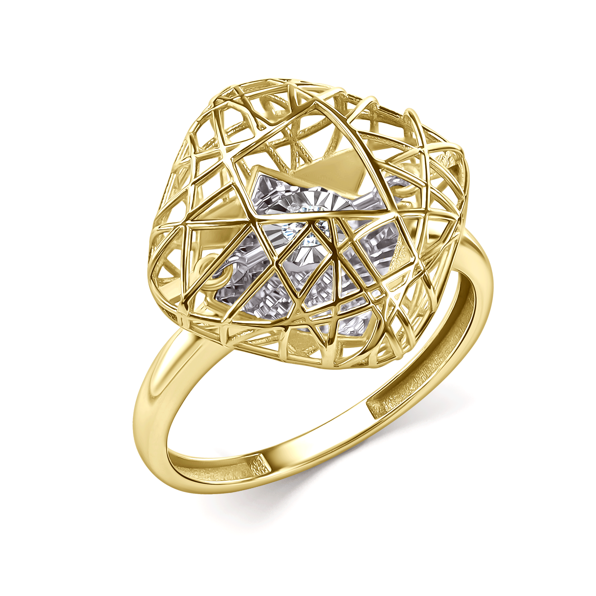 Кольцо, желтое золото, 585 проба, бриллиант