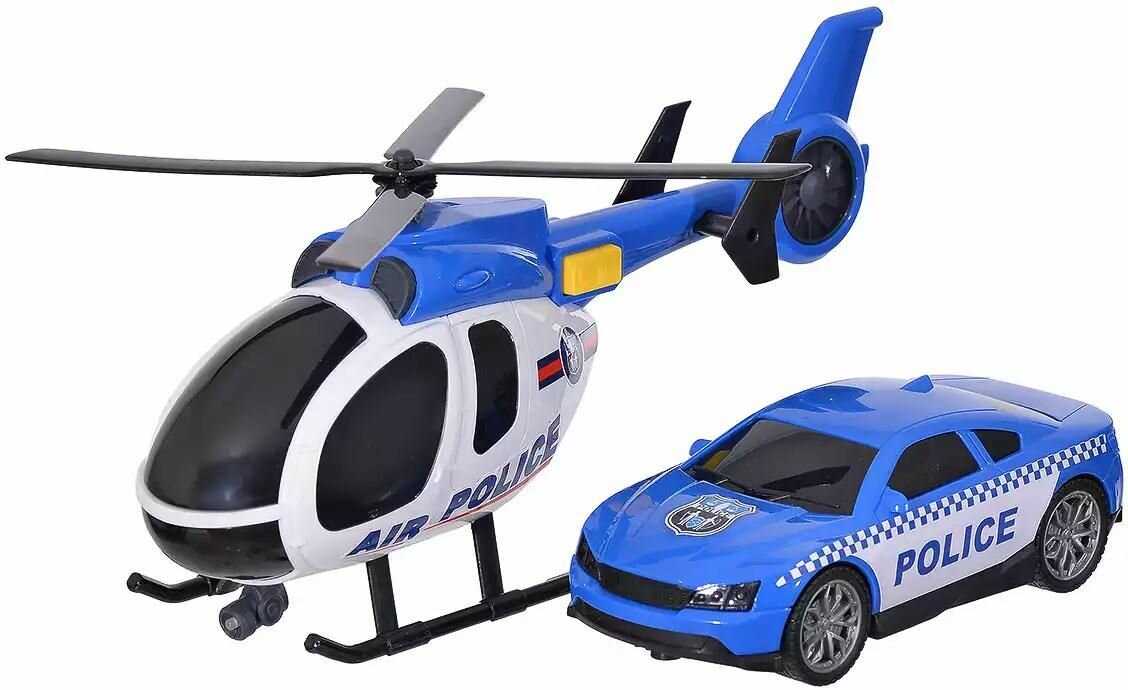 Набор машин КНР инерционные 666-73P Полиция, Вертолет, автомобиль, свет, звук