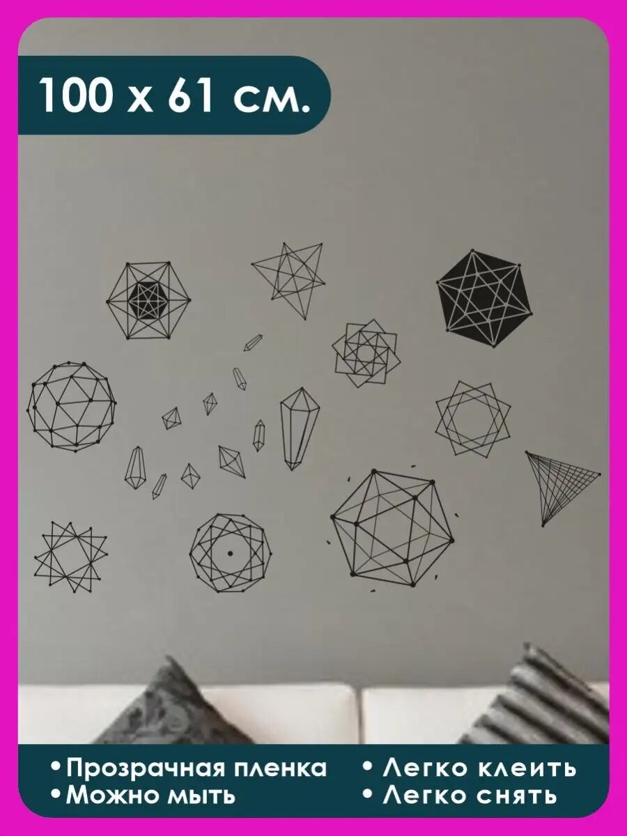 Наклейка на стену для декора интерьерная Геометрия виниловая