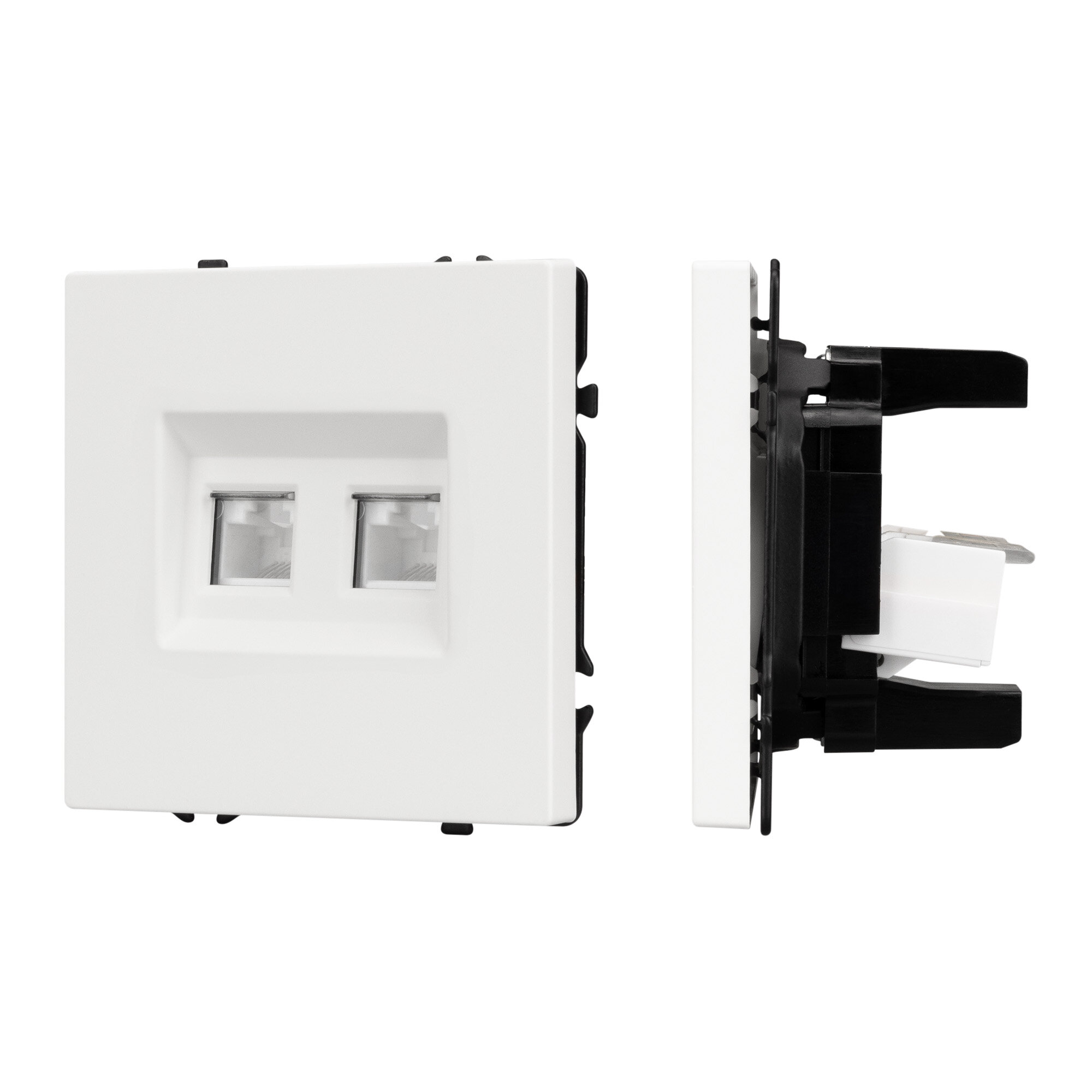 Механизм сдвоенной компьютерной розетки SCT-NOBE-MPC2-SFPL-WH (RJ-45, CAT6) (Arlight, Белый кварц) 054312