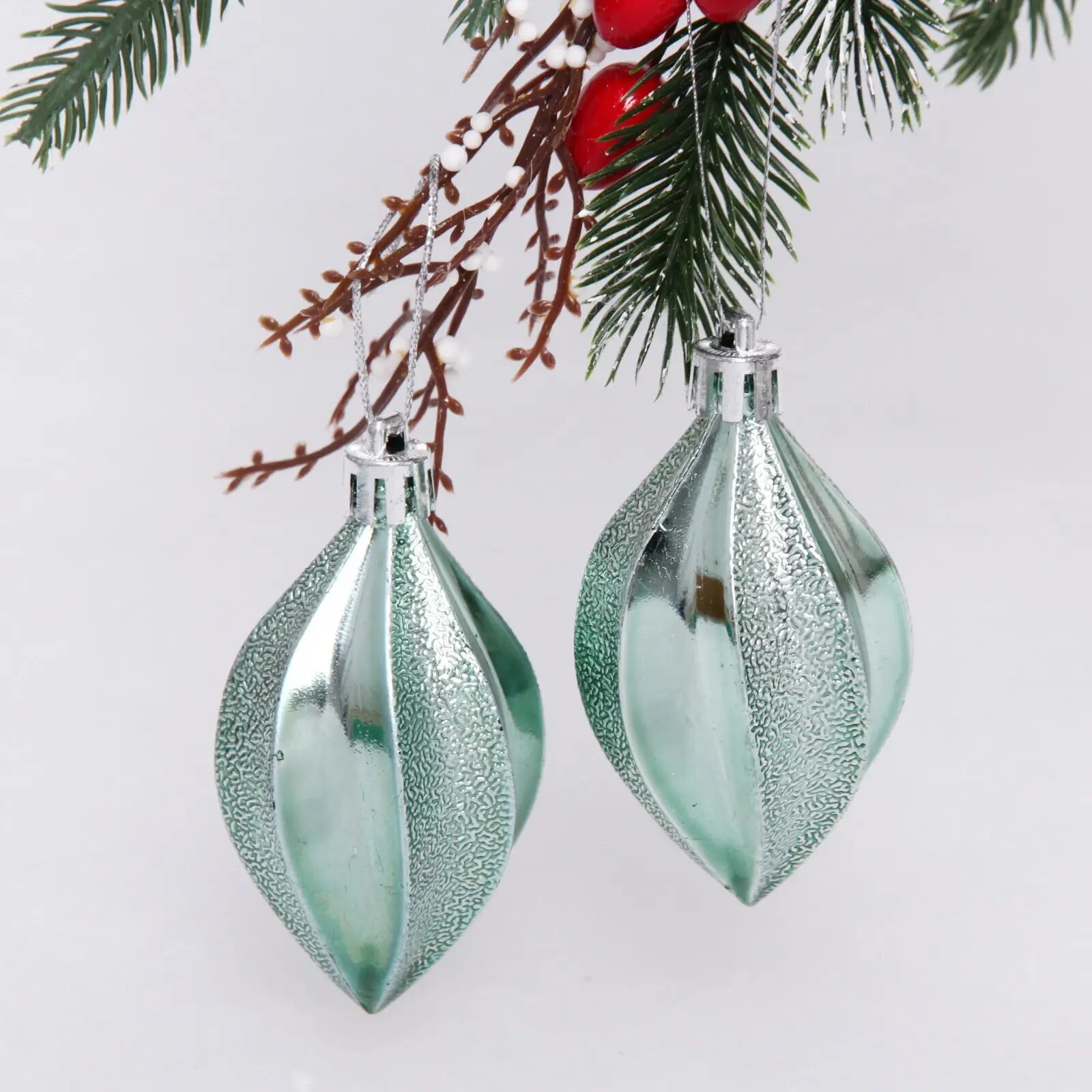 Ёлочные игрушки «Таинственное очарование» Капля 8 см (набор 2шт), темный нефрит, пластик, для елки и декорирования