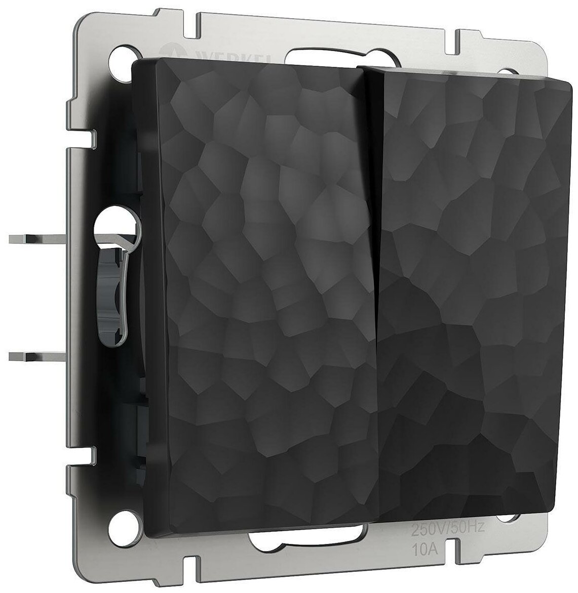 Выключатель Werkel Hammer двухклавишный черный W1220008 4690389162329