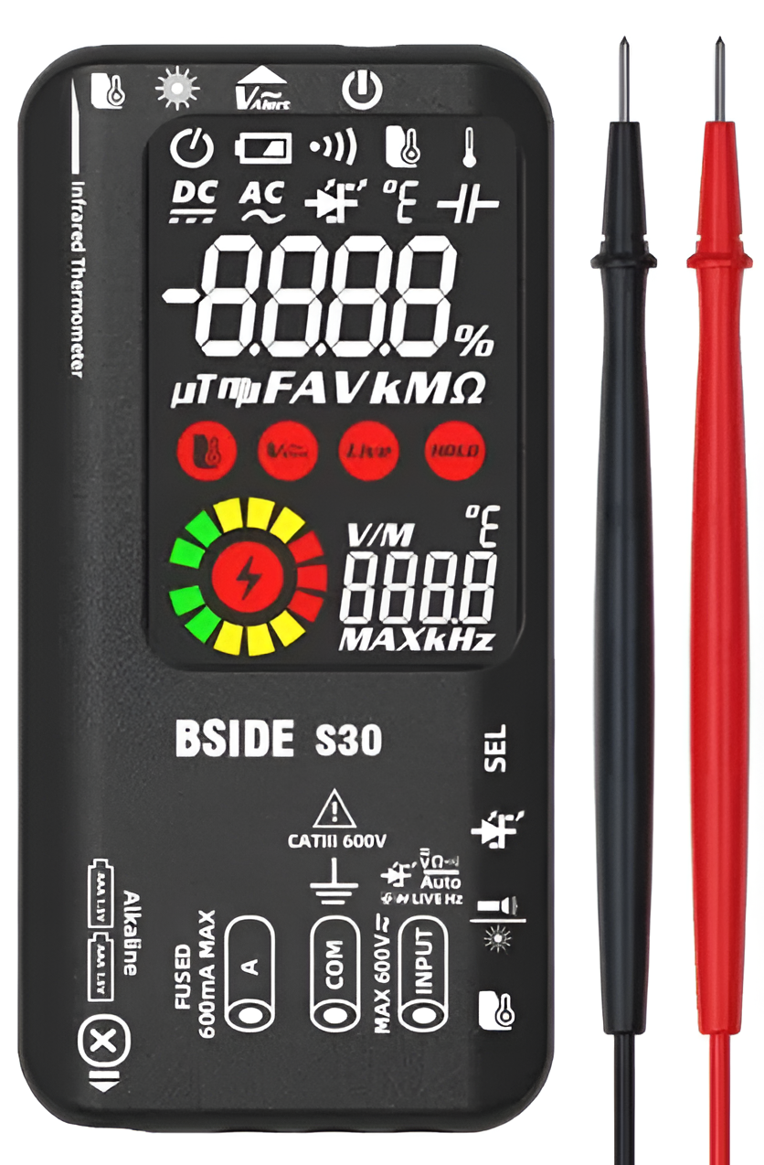 Мультиметр BSIDE Z100, черный, автовыключение, LCD, подсветка, фонарик, АКБ