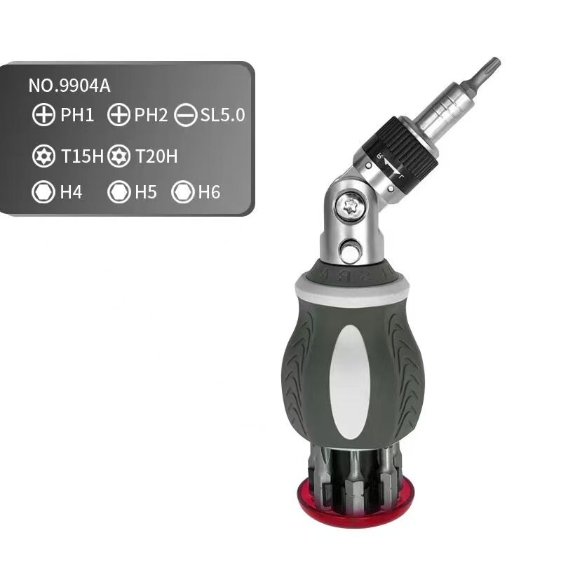 Отвертка ExcellentShop, угловая, набор бит 8 шт, хромованадиевая сталь