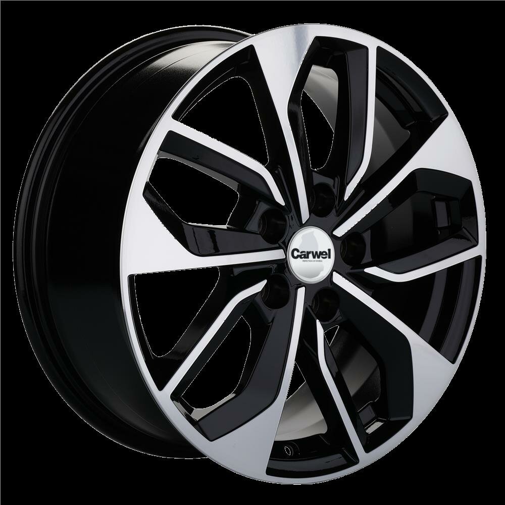 Диск автомобильный литой Carwel Эльтон 1703 17x7 5x112 et49 dia57.1 Чёрный глянцевый с полированной лицевой частью