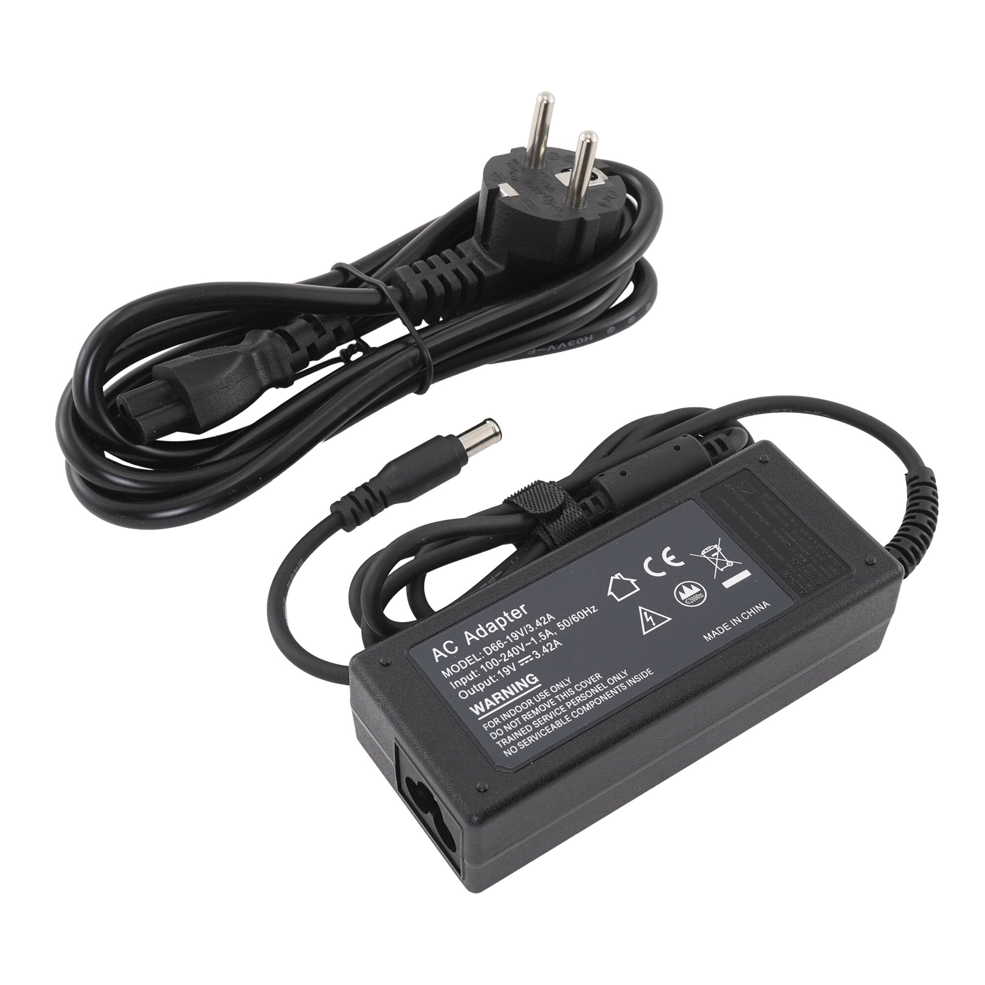 Блок питания (сетевой адаптер) для монитора LG 19V 3.42A 65W 6.5x4.4 мм с иглой черный, с сетевым кабелем