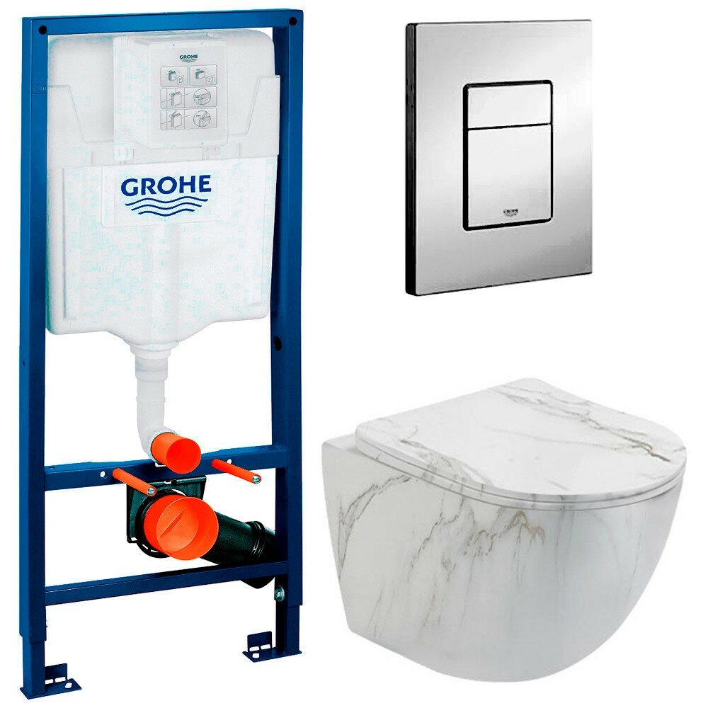 Инсталляция Grohe Rapid SL 38772001 + унитаз SantiLine SL-5005MRB безободковый с сиденьем