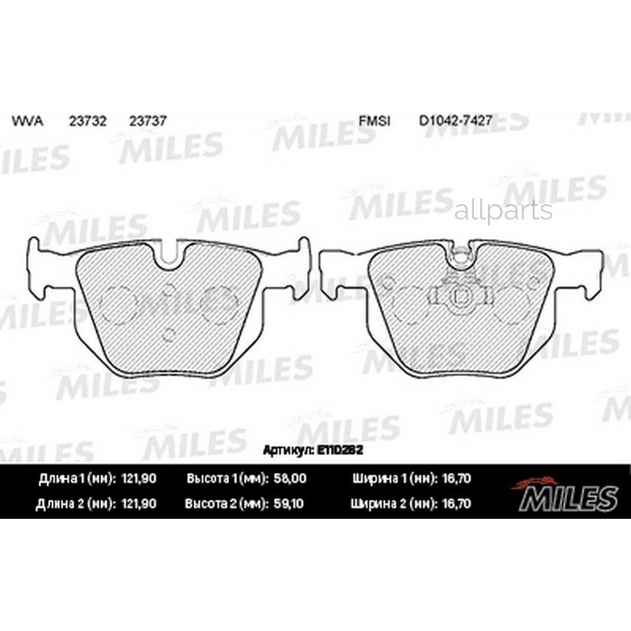 MILES E110282 Колодки тормозные BMW E60/E61 зад. SemiMetallic
