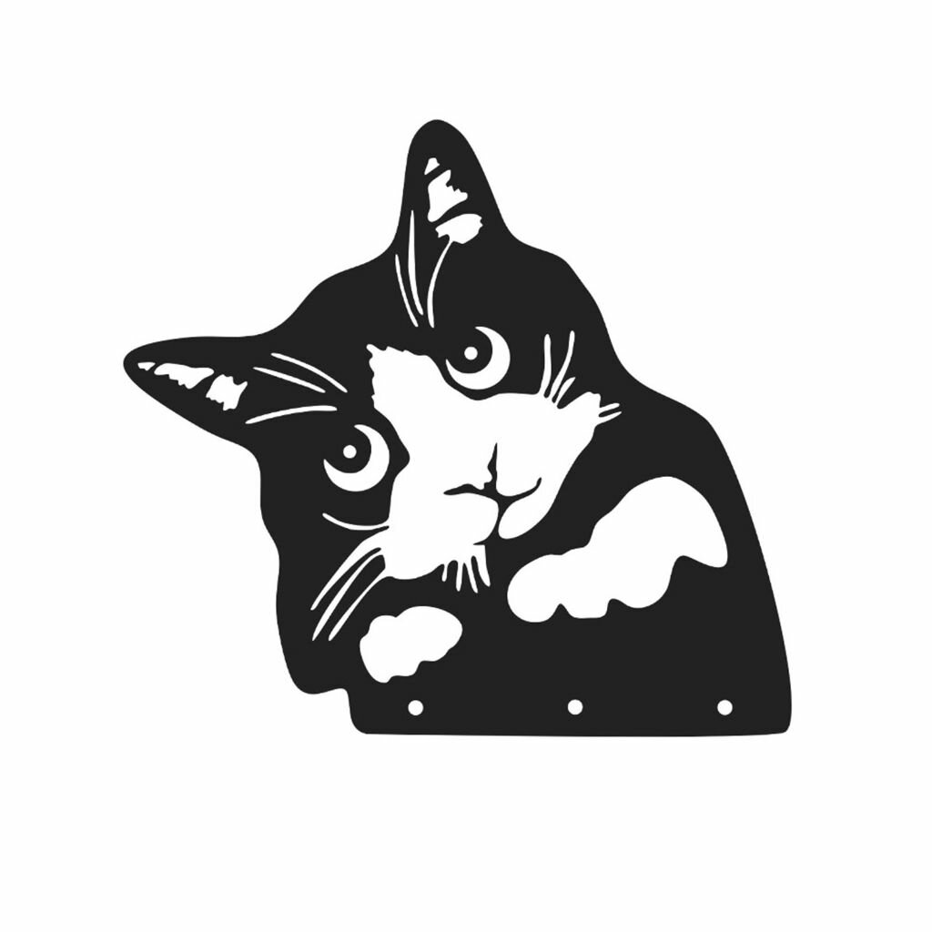 Мультяшный кот из кованого железа, встраиваемый в садовое украшение-JSTY056