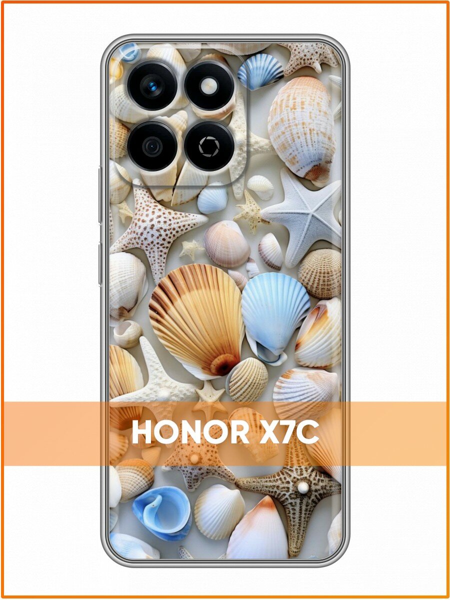 Чехол для Honor X7C 4G с принтом Морские ракушки на дне (Хонор Х7С 4G)
