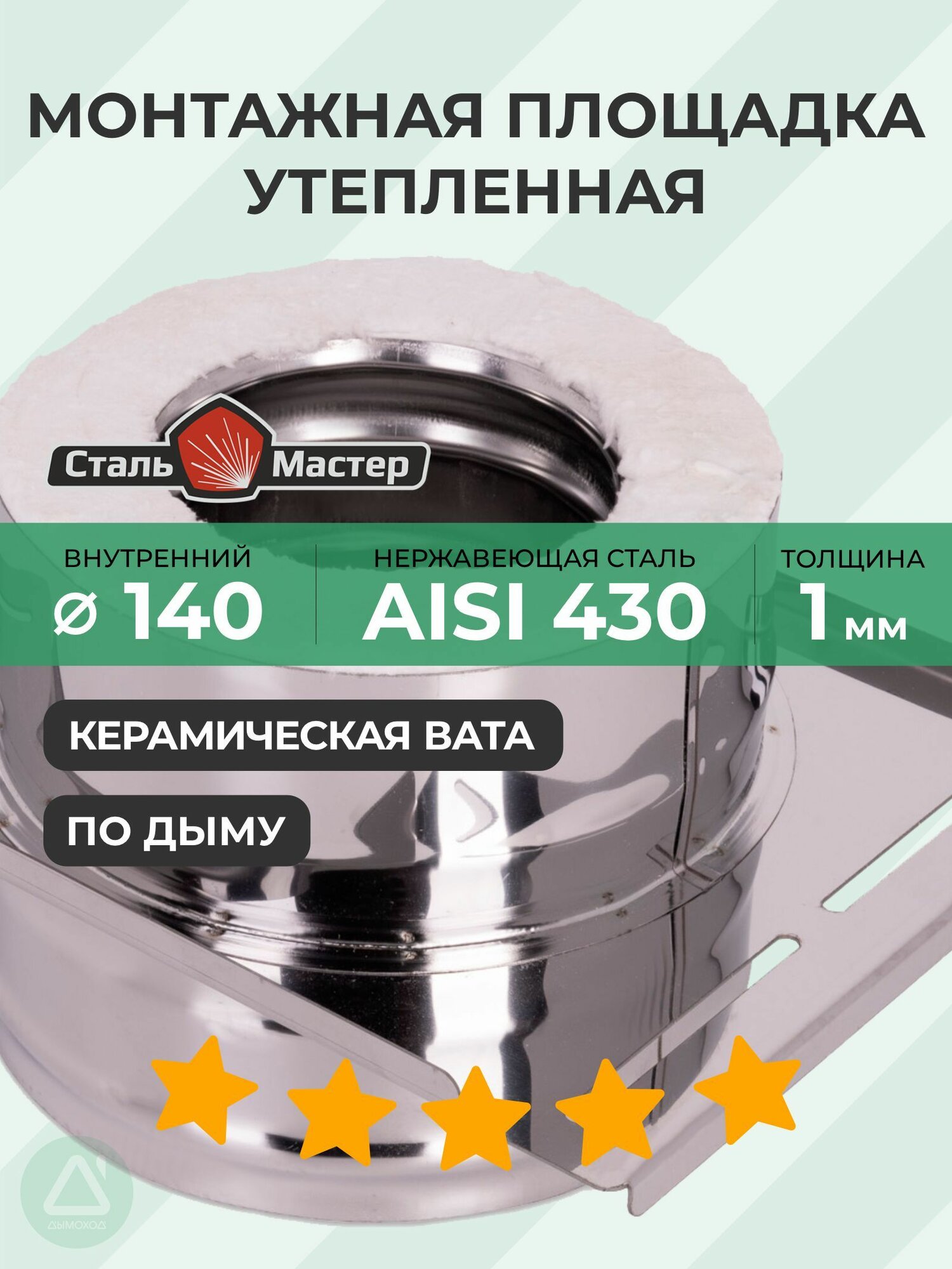 Монтажная площадка утепленная 140 / 220 нерж 1 мм / нерж 0,5 мм супервул