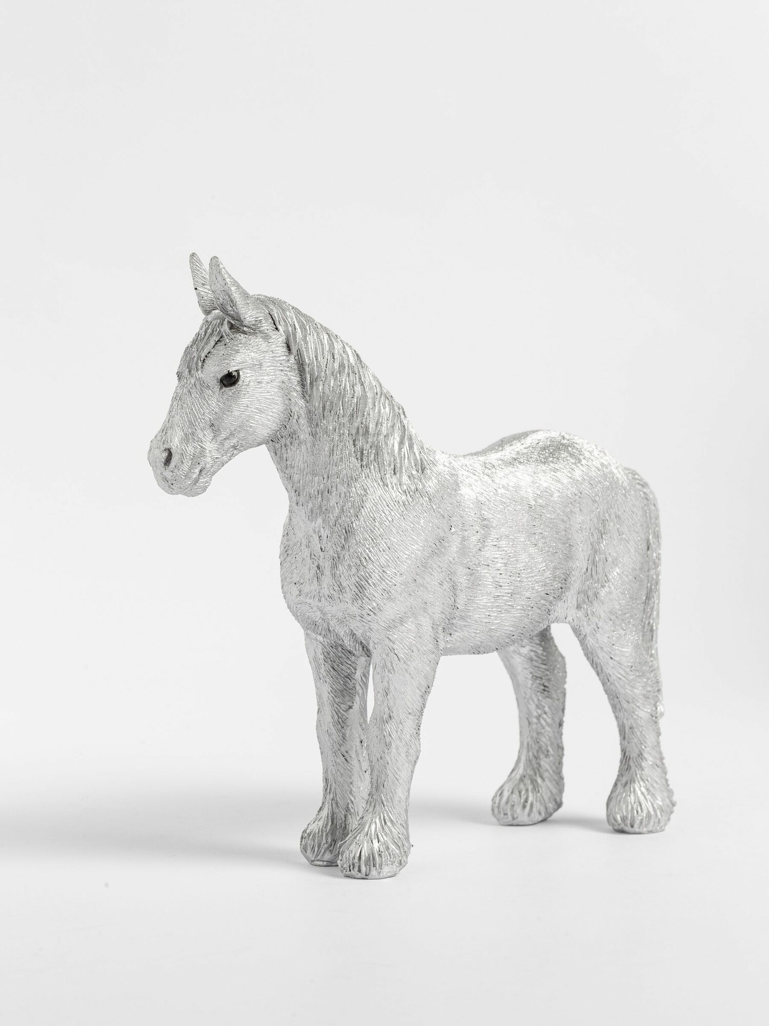 Статуэтка, 17х16 см, полирезин, серебристая, Лошадь, Horse silver