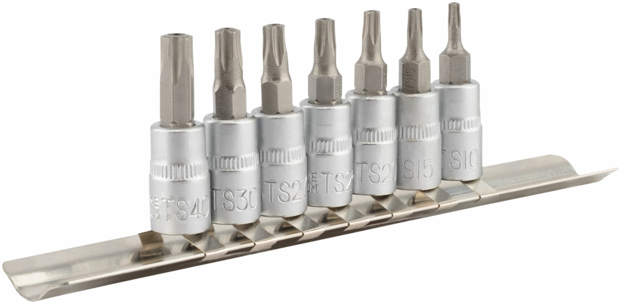 Набор головок торцевых со вставками TORX TS10-TS40 DR1/4" 7 шт. на планке 5 лучей АвтоDело 39838