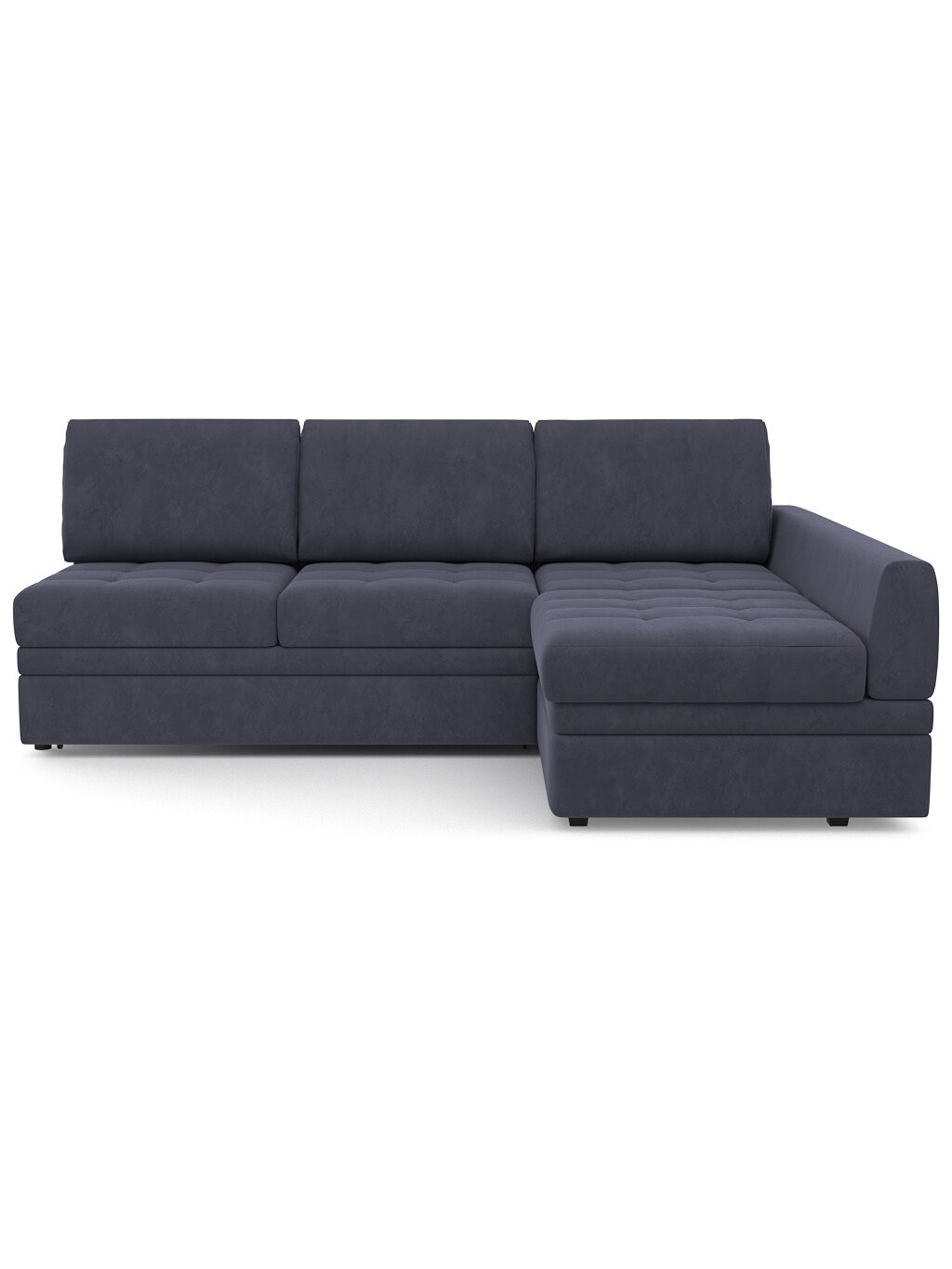 Угловой диван-кровать PUSHE раскладной Бруно, правый угол, велюр, серый Formula 998