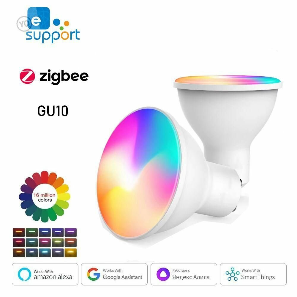 Умная светодиодная лампа eWeLink ZigBee GU10 RGB C + W с регулируемой яркостью света мощностью 5 Вт