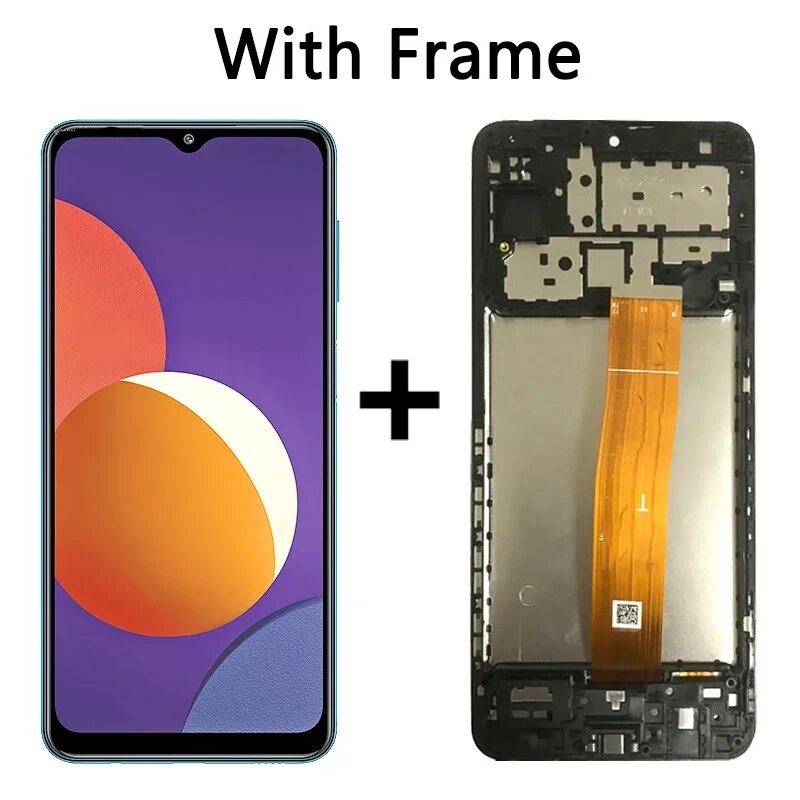 Высококачественный ЖК-дисплей для Samsung M12 M127, сенсорный экран, дигитайзер, полная яркость/запасные части для ремонта ЖК-дисплея Black with frame