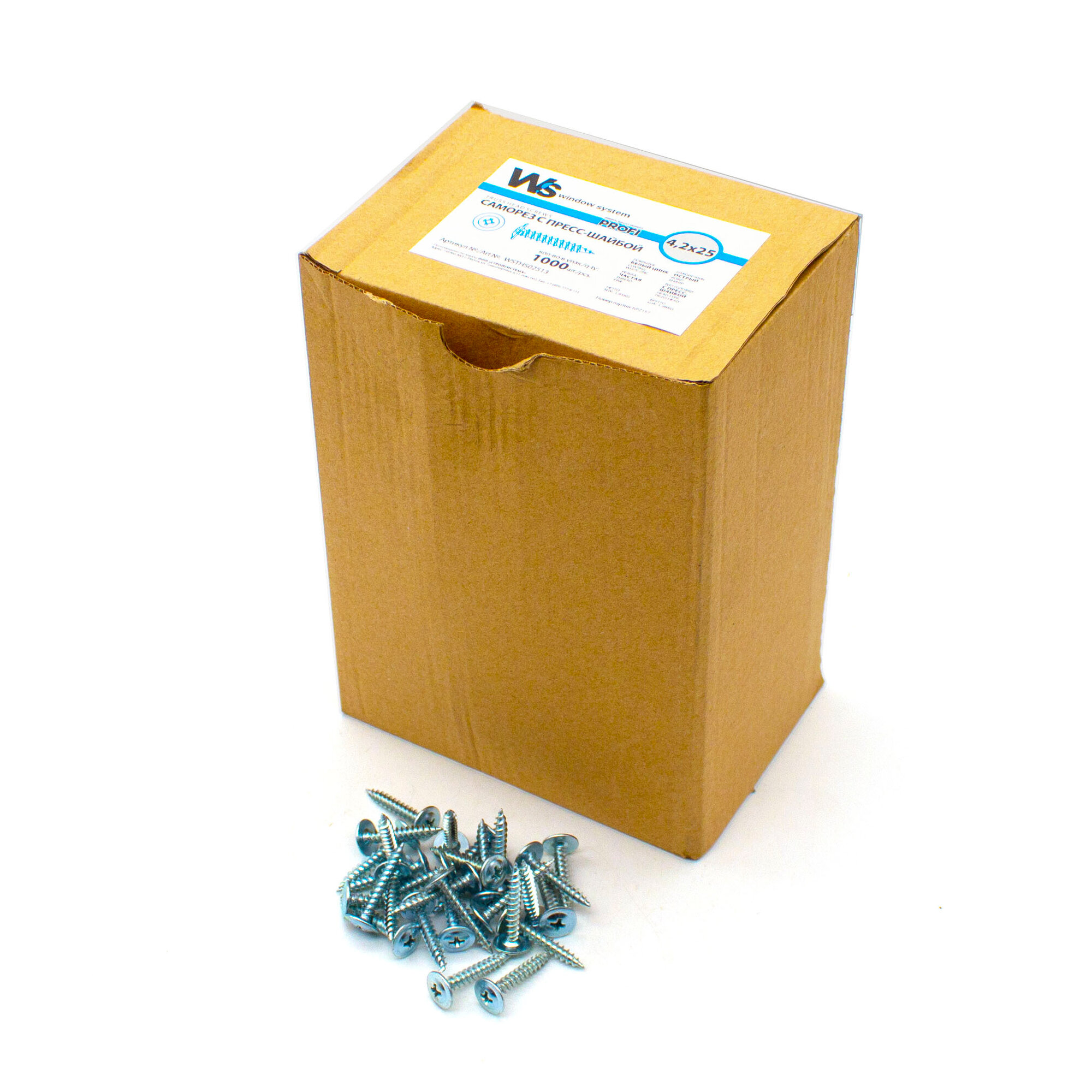 Саморез с пресс шайбой 4,2х25 (1000 штук), острый, фасованный