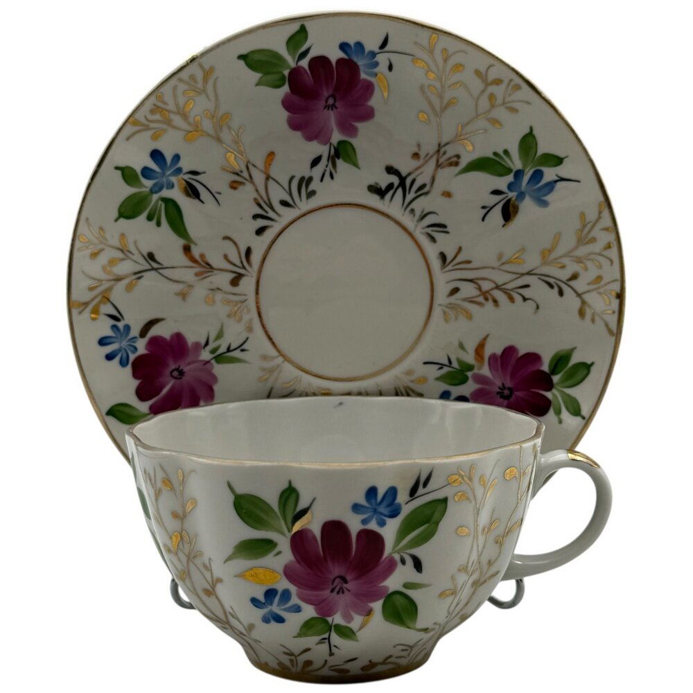 Чайная пара "Золотые травки", 250 мл, автор Яковлева С. Е, худ. Семенова А, 1986-1991 гг, ЛФЗ, СССР