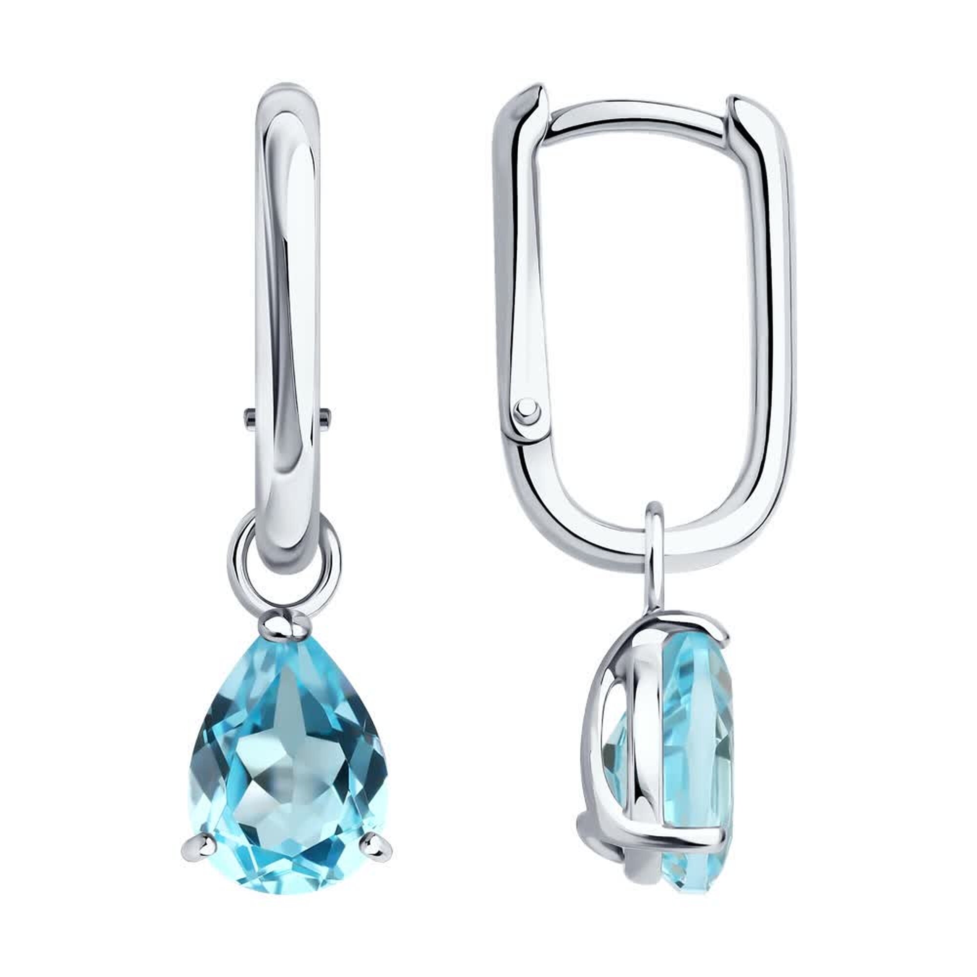 Серьги, серебро, 925 проба, родирование, топаз