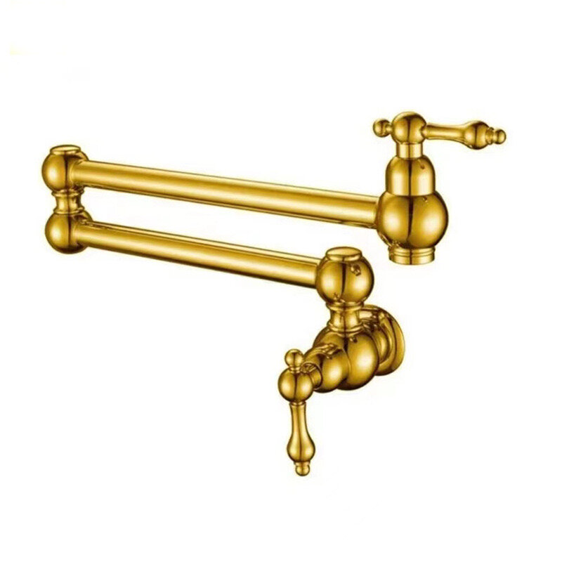 Настенный складной кухонный смеситель с двойной ручкой, одинарный холодный, черное