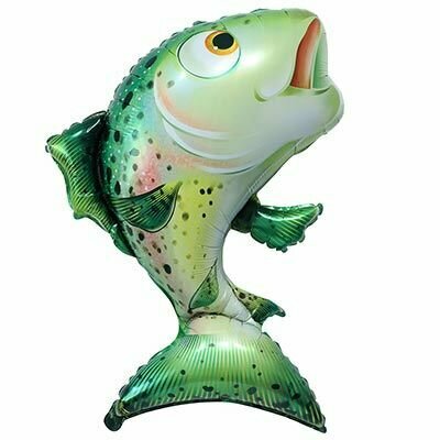 Воздушный шар фольгированный весёлая затея Рыба, зеленый, 35"