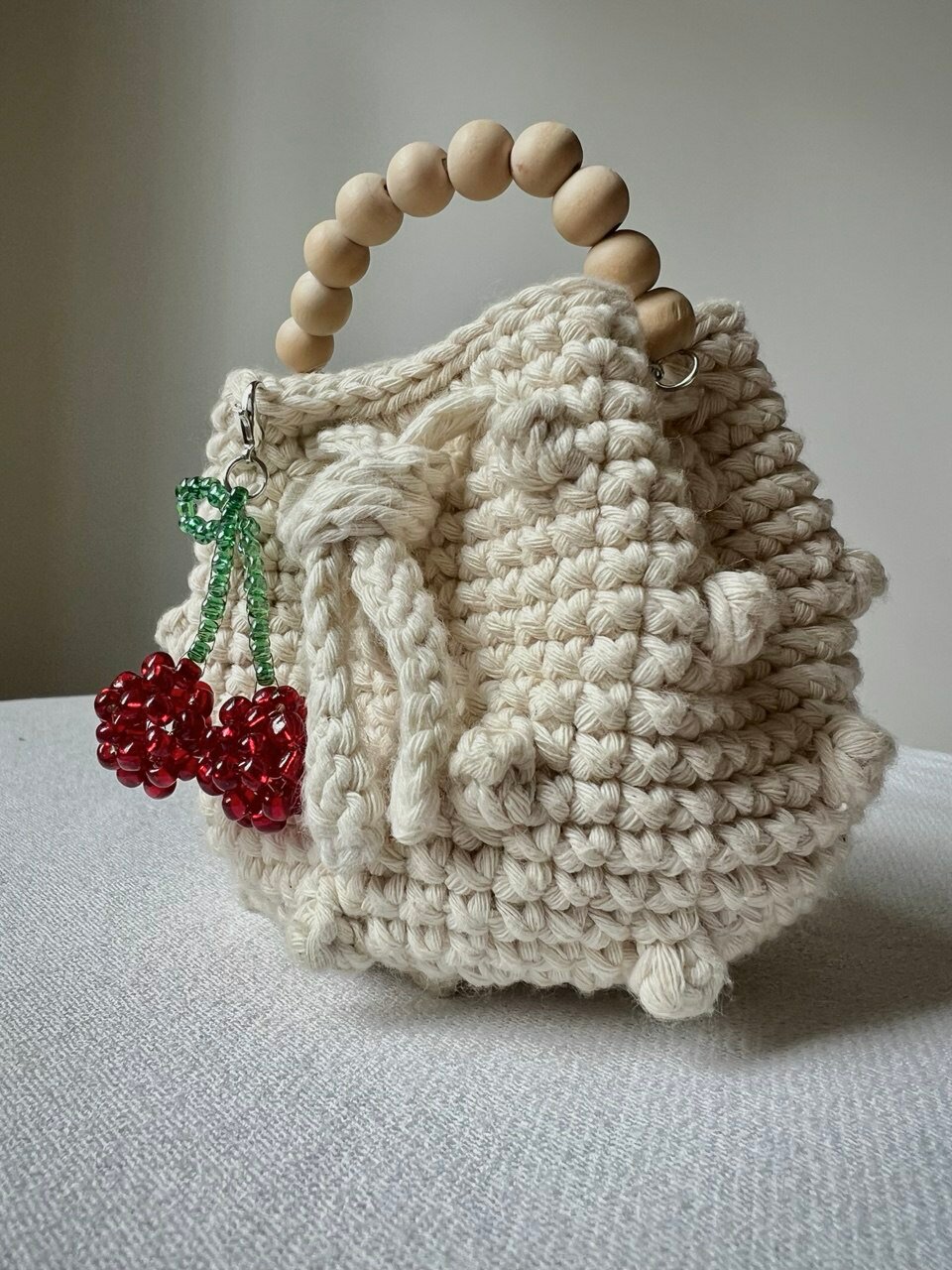 Сумка бочонок  "Попкорн микро" ручная работа