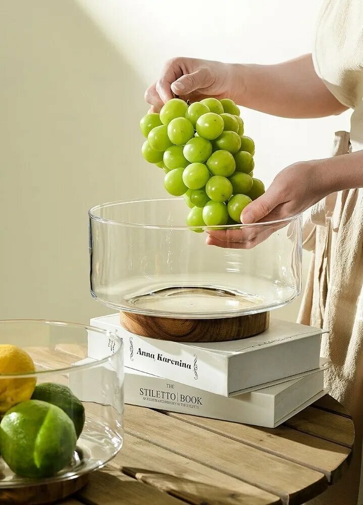 Фруктовница "wood & glass", диаметр 23 см, 1 шт