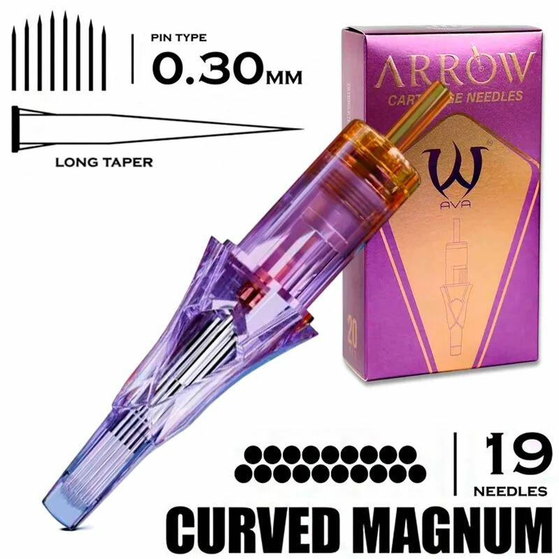 Картриджи для тату (иглы, модули) AVA Arrow 1019CM 30/19CMLT 20 шт/уп