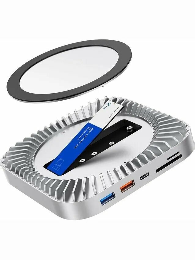 Док-станция Mac Mini M4, алюминиевая подставка и концентратор HDMI для Mac Mini M4/Pro 2024 с корпусом M.2 NVMe/SATA SSD, HDMI 4K60 Гц