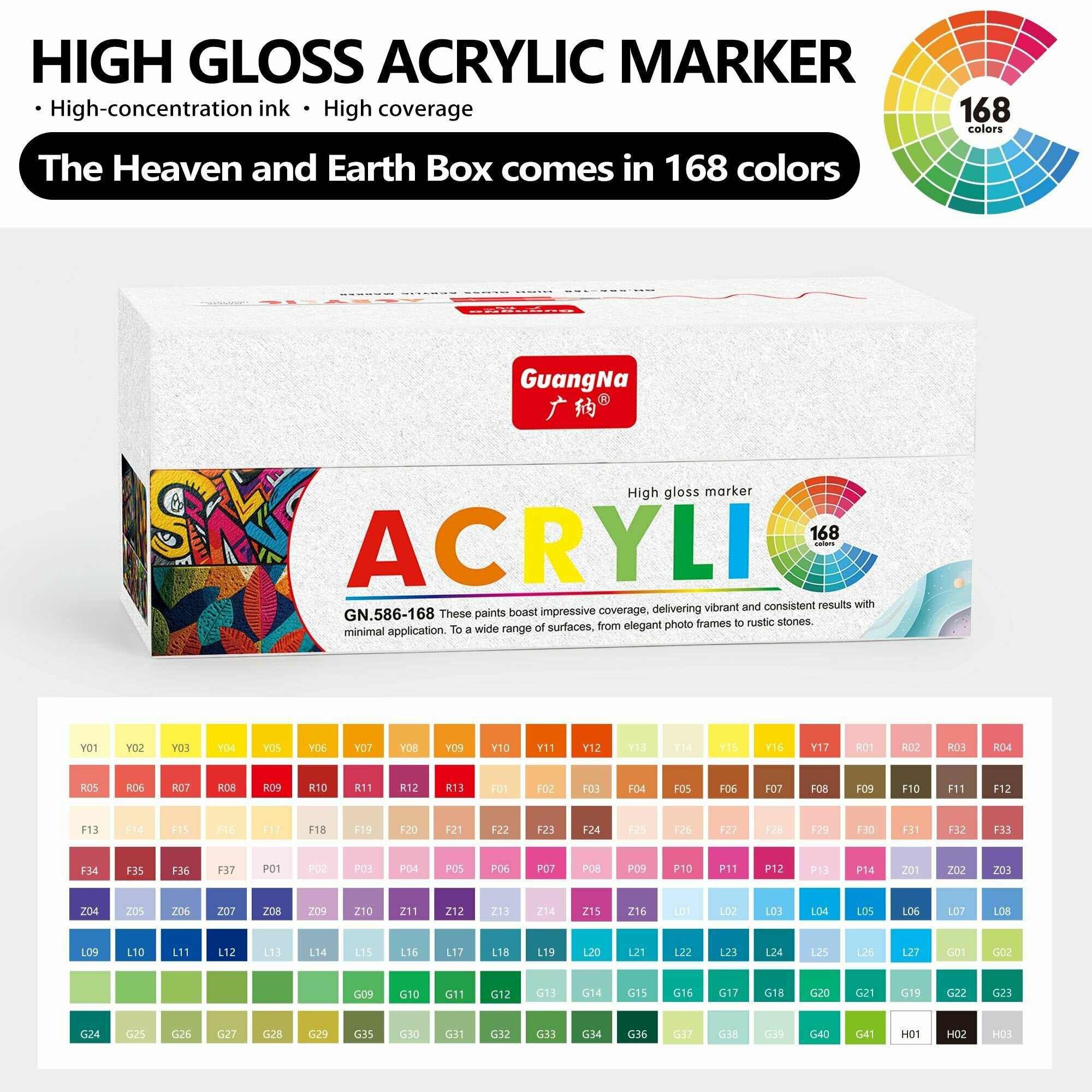 Цветные объёмные акриловые гелевые ручки GuangNa