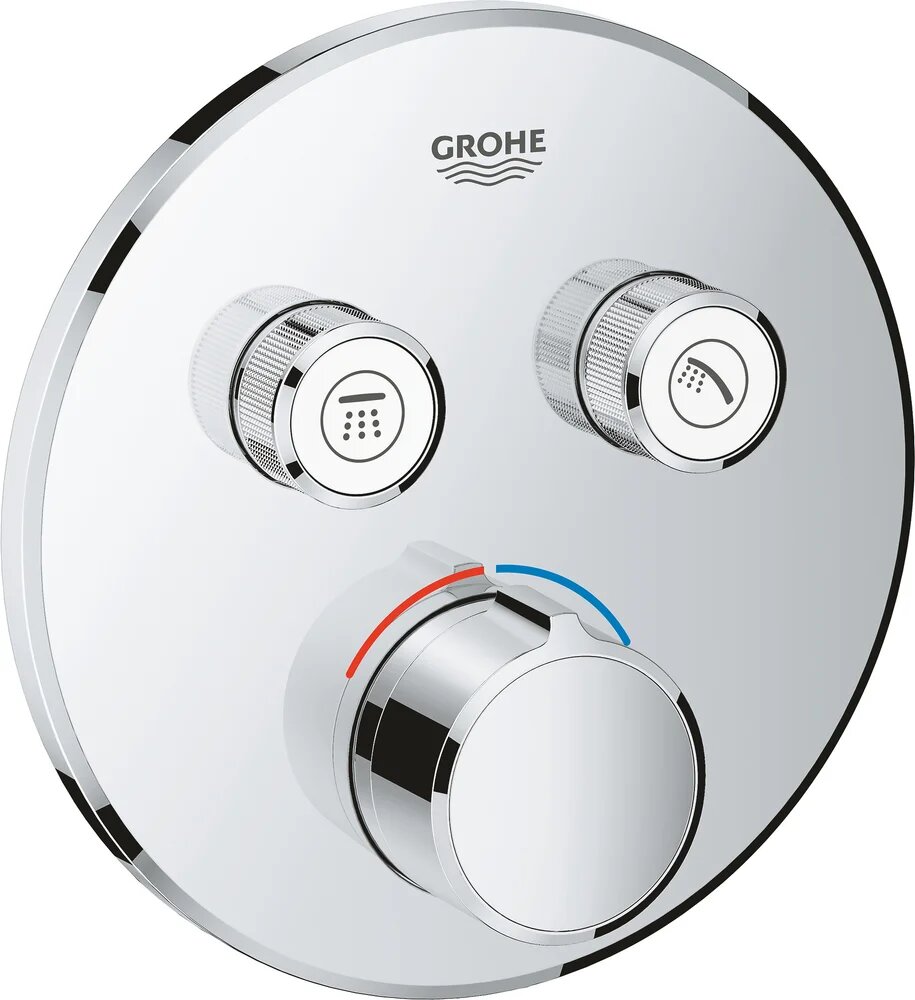 Встраиваемый смеситель для душа и ванны Grohe Grohtherm SmartControl 29145000 С внутренней частью, латунный, нажимной, настенный, хром, глянцевый, с керамическим картриджем