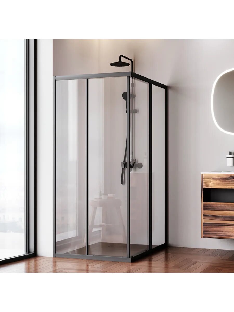 Душевое ограждение AM.PM Suit, 120x90 см, цвет черный матовый