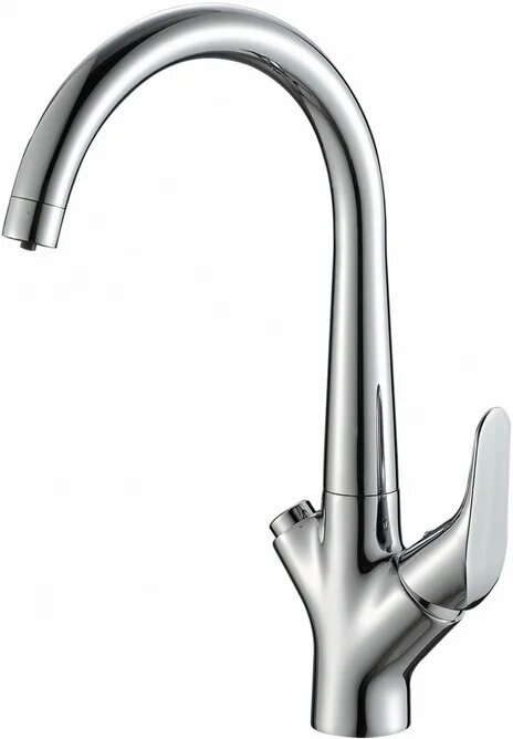 Смеситель для кухни Steel Hammer SH 815 CR с краном для питьевой воды, с поворотным изливом, хром, глянцевый, однорычажный, латунный, с керамическим картриджем