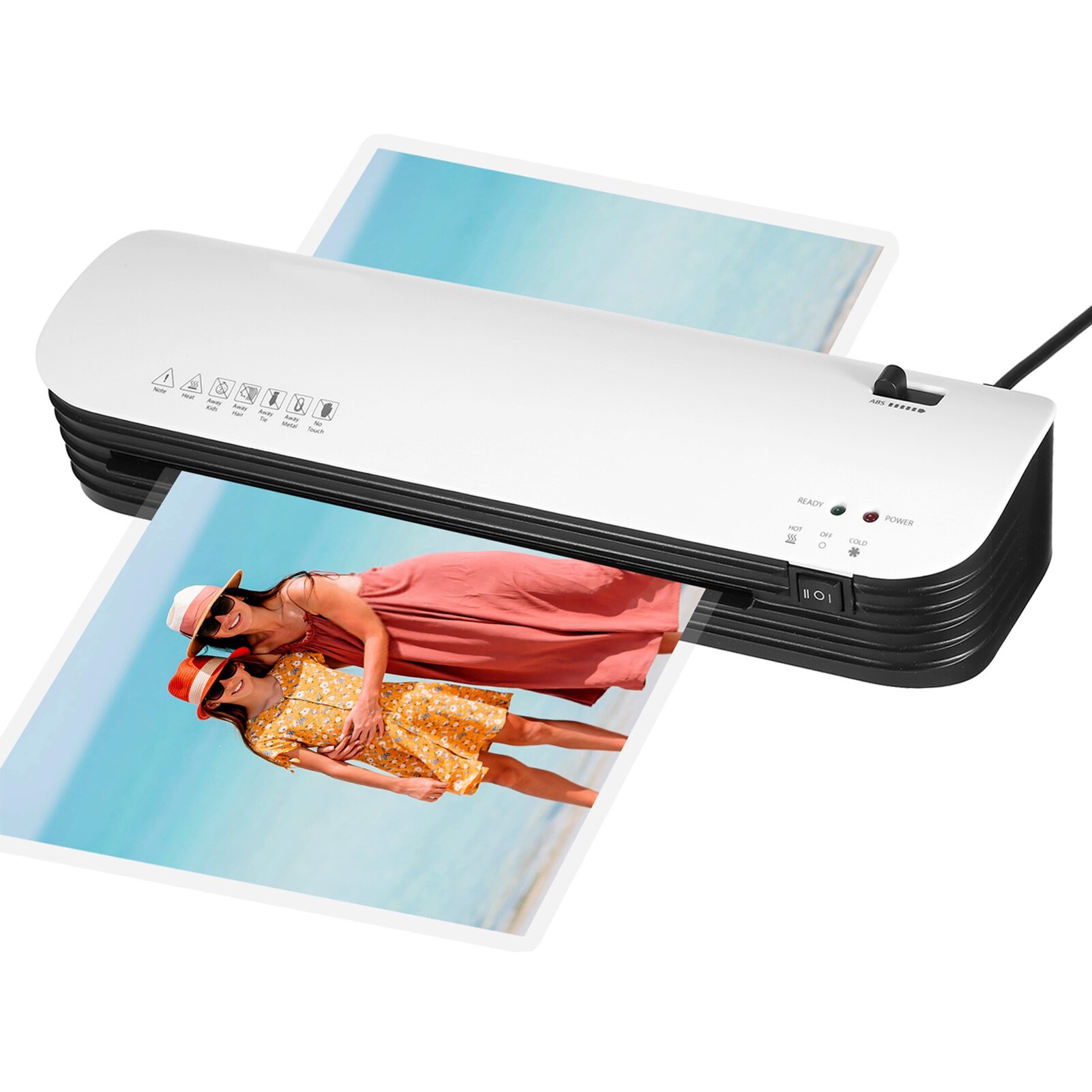 Ламинатор SL299 формата А4 с возможностью горячего и холодного ламинирования, 2 роликами, 20 пакетами для ламинирования, резаком для бумаги, закруглителем углов, кнопкой из ABS-пластика. Подходит для дома, офиса и школы.