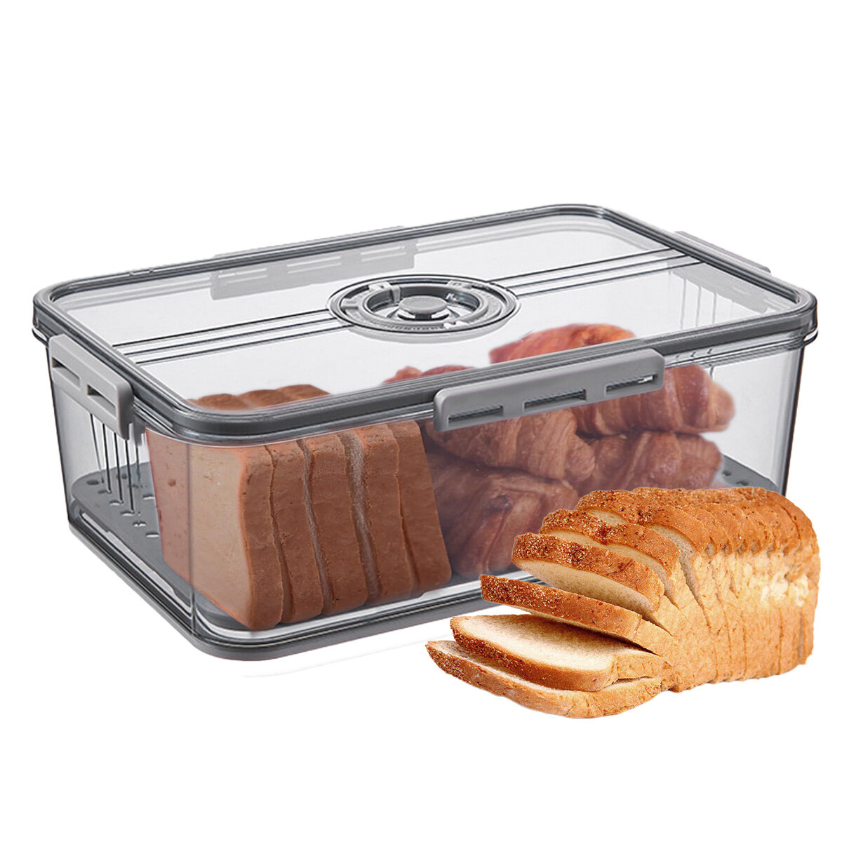 Хлебница, для хранения, с герметичной крышкой, пищевой пластик, большая вместимость