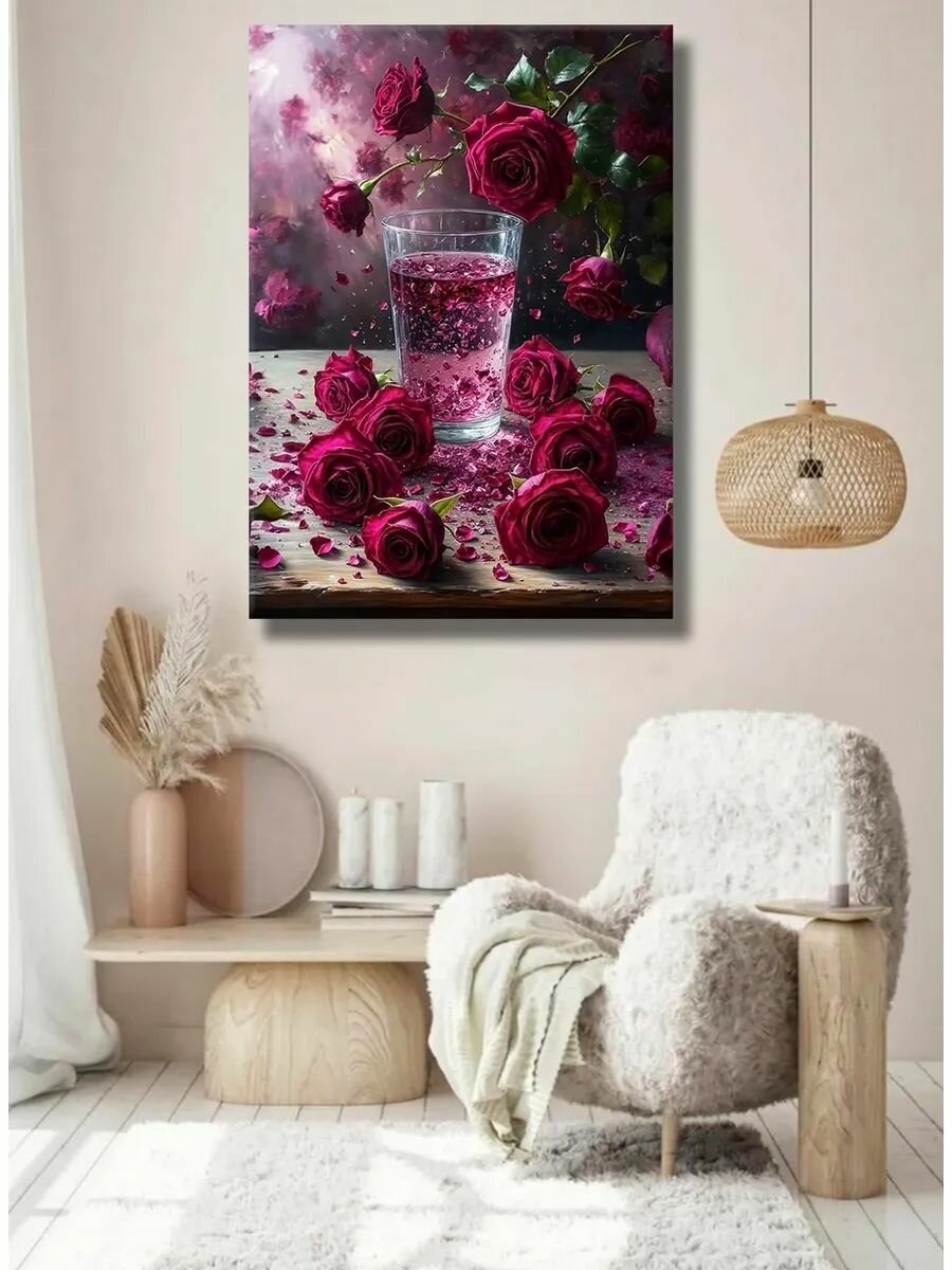 Картина "Розовый водопад", для интерьера 50х70см 1шт.