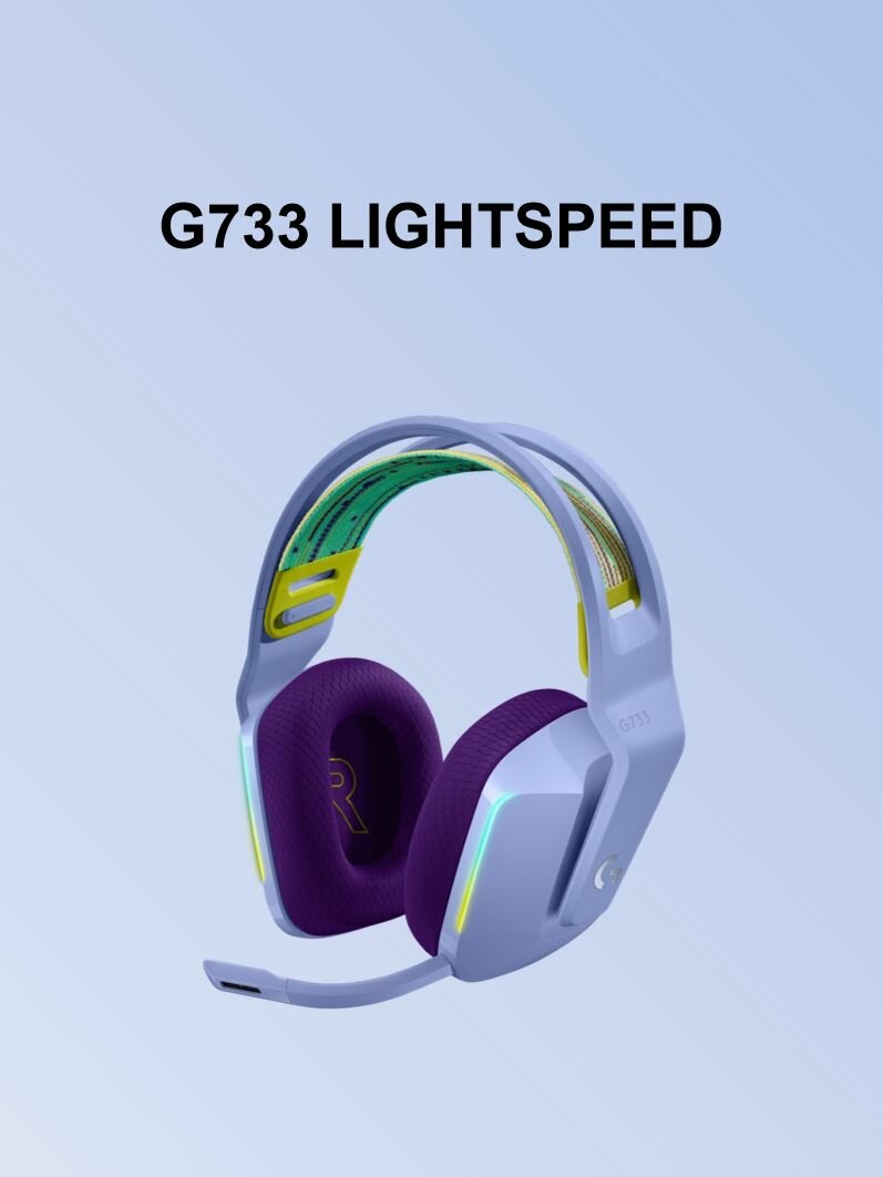 Игровая гарнитура Logitech G733, RGB-подсветка, беспроводное соединение, 29 ч работы