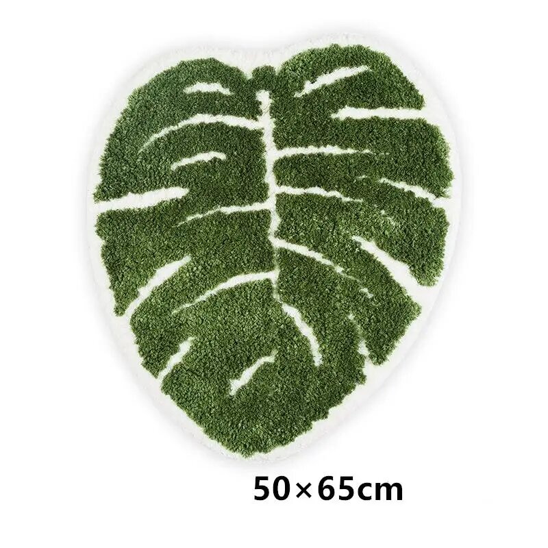 Мягкий пледовый коврик Green Leaf Shape Palm Tree Ковер для спальни с ворсом из листьев