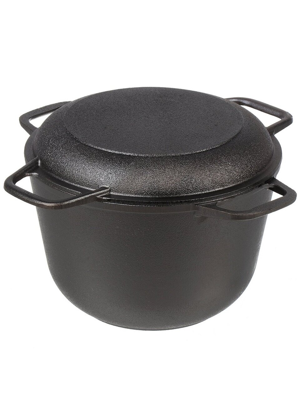 Кастрюля чугун, 4 л, с крышкой, с крышкой-сковородой, Гардарика, 1304-4